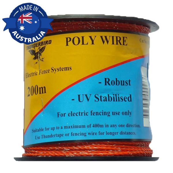 Thunderbird 200m Orange Polywire - Electric Netting for Poultry and Goats